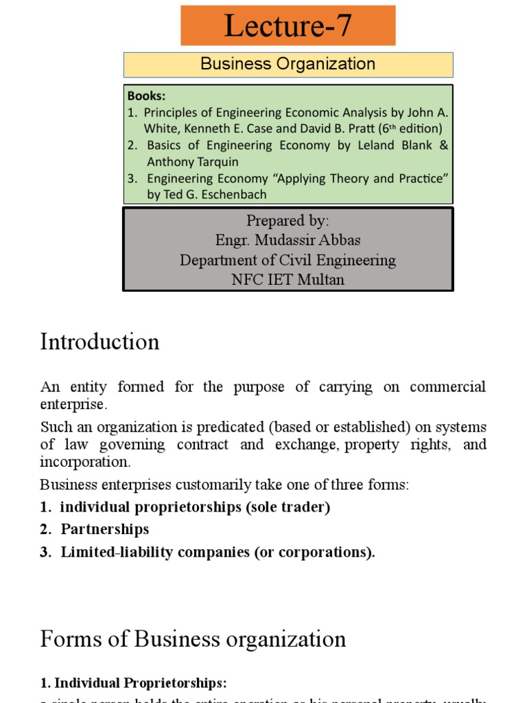Lecture-7 Business Organization | PDF | Partnership | Limited Liability ...