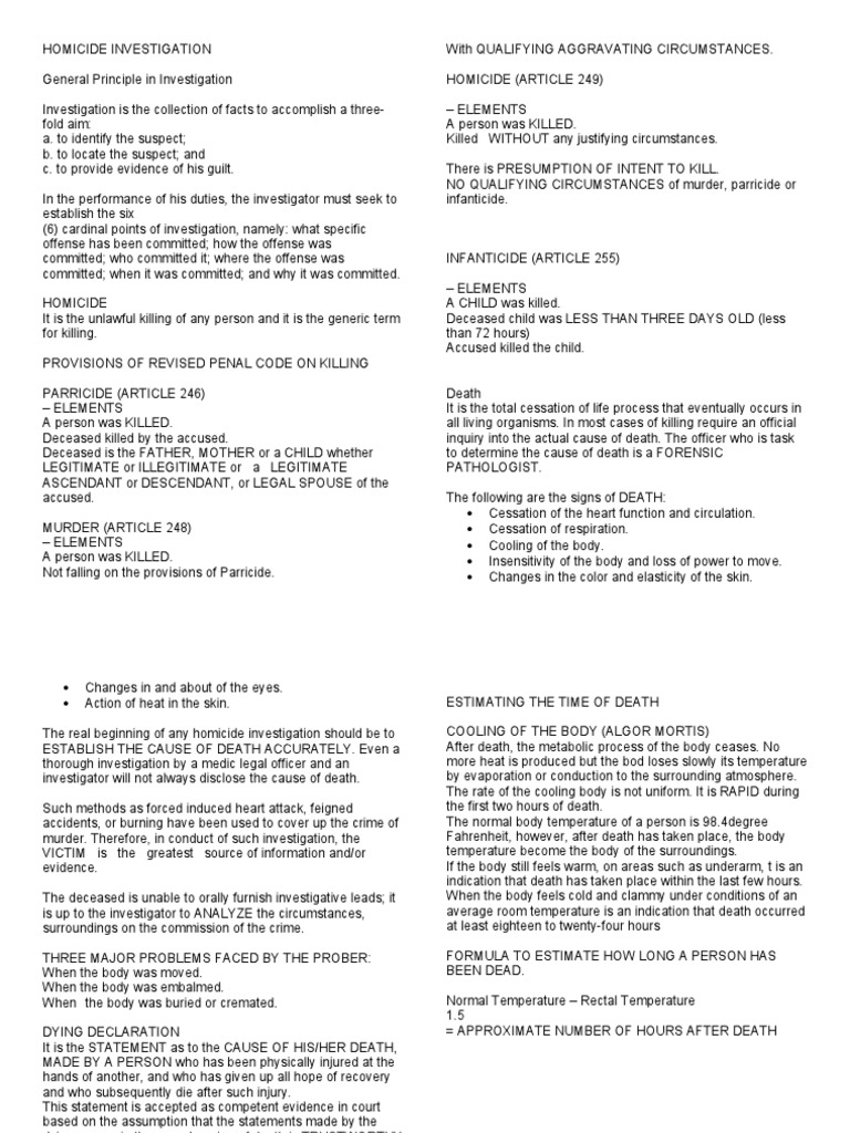 Lesson 3 Homicide Investigation | PDF | Death | Autopsy