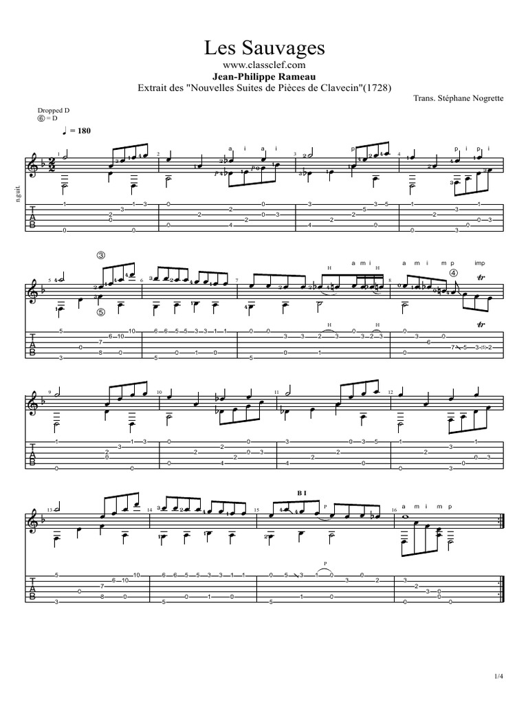 Les Sauvages by Jean Philippe Rameau | PDF | Harpsichord | Baroque Music