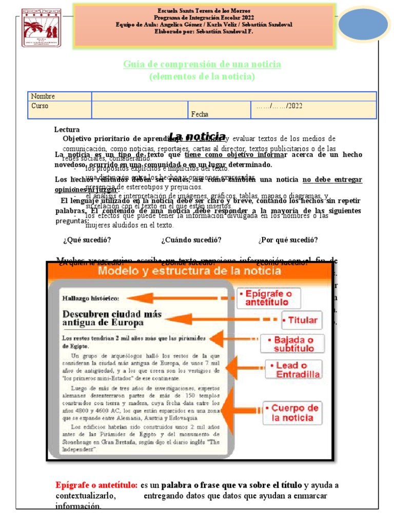 Estructura y partes de la noticia | PDF | Ciencia cognitiva | Cognición