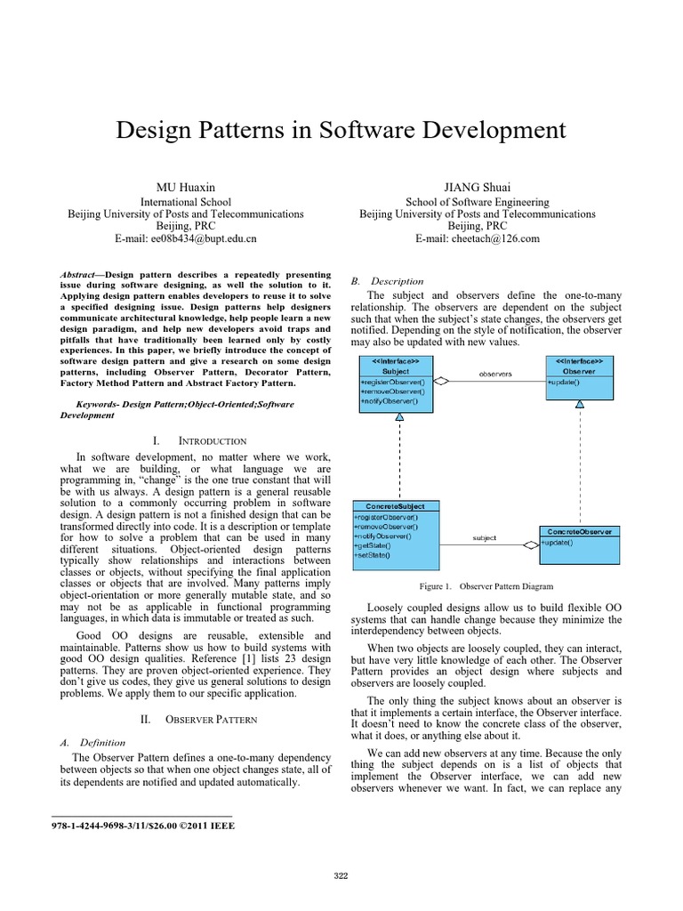 Design Patterns in Software Development: MU Huaxin JIANG Shuai | PDF | Class (Computer ...