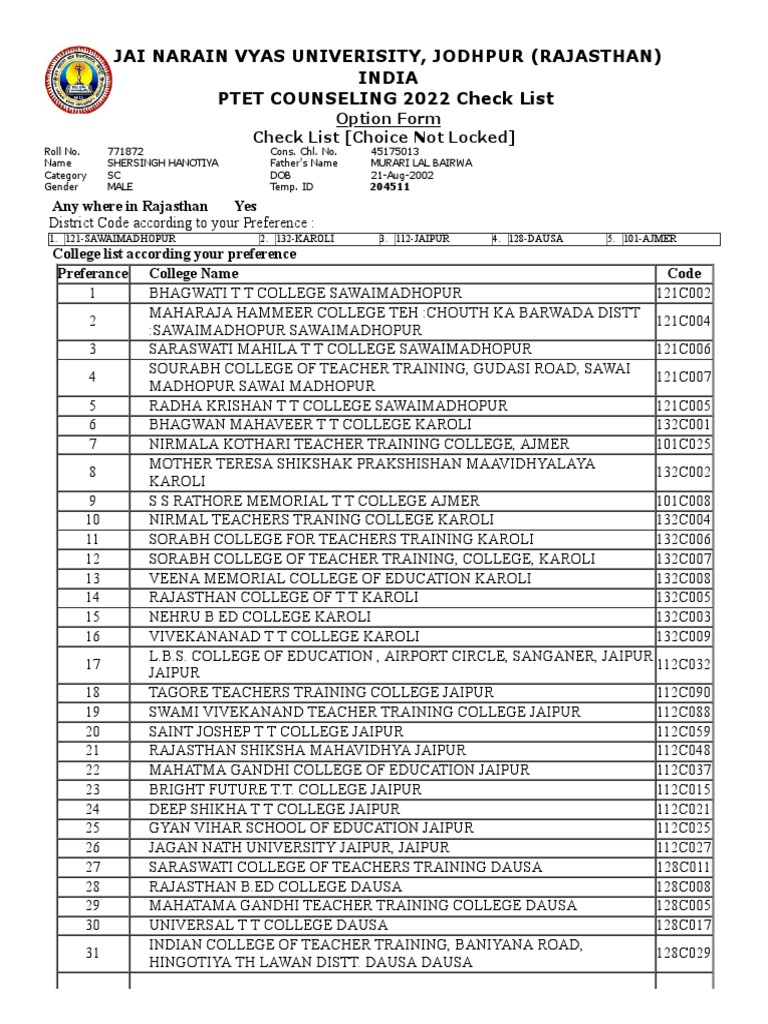 Pre Collage List 2022 | PDF