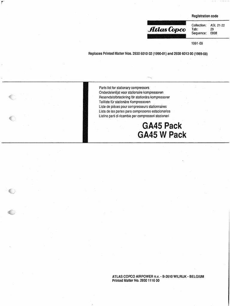 GA45-45W Parts Manual | PDF
