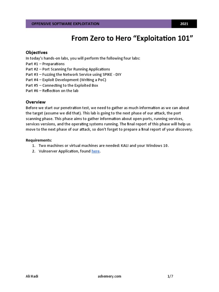 Lab-18-Introducing VulnServer | PDF | Computing | Computer Science