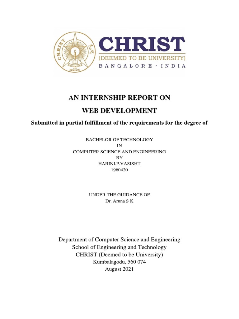 Web Development Internship Report | PDF | Websites | World Wide Web