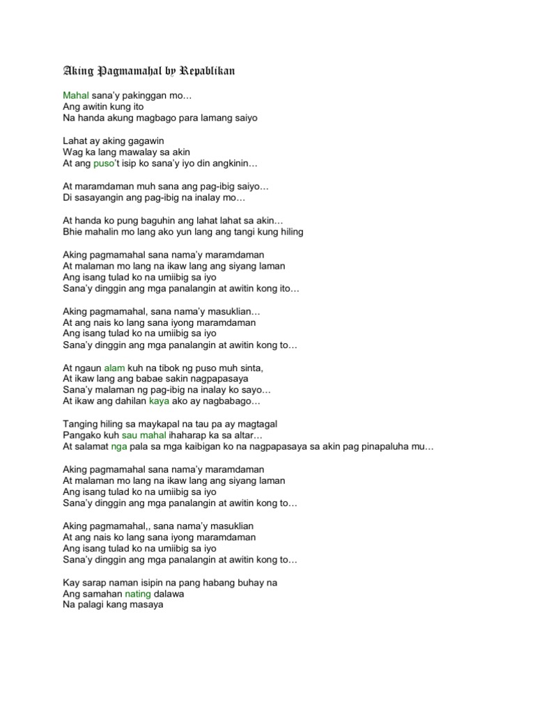 Repablikan Lyrics | PDF