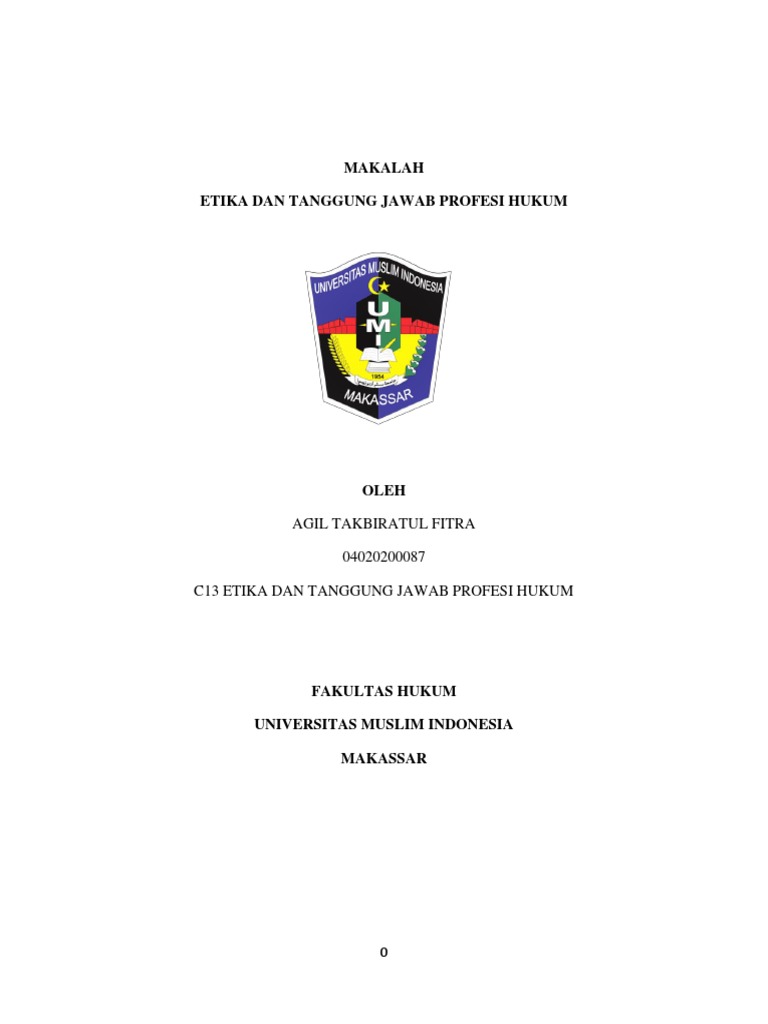 Makalah Etika Tanggung Jawab Profesi Hukum | PDF Makalah Etika Tanggung Jawab Profesi Hukum | PDF