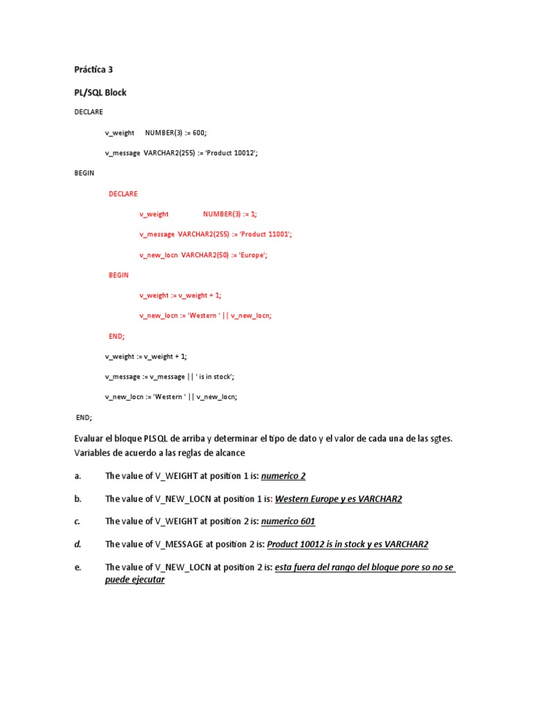 Practica 3 Parte 1 Pdf Pl Sql Oracle Corporation