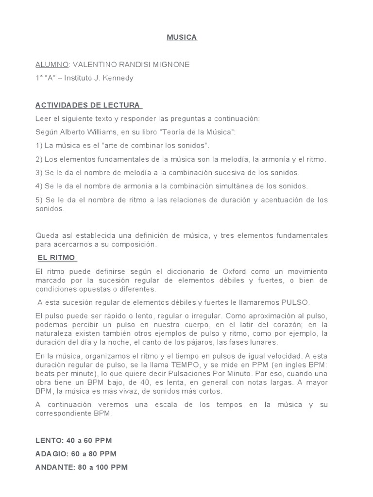 Musica El Ritmo | PDF | Ritmo | Tempo