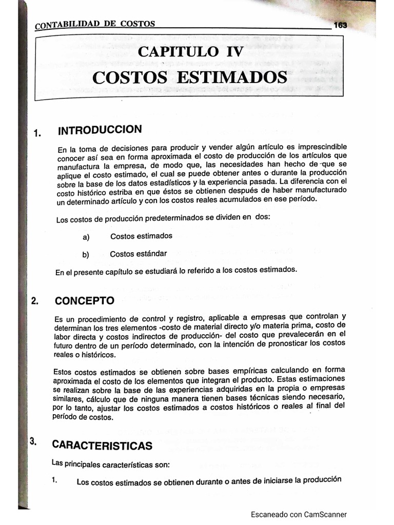 Costos Estimados | PDF