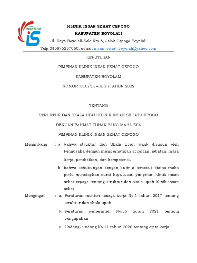 SK Skala Upah 2022 | PDF