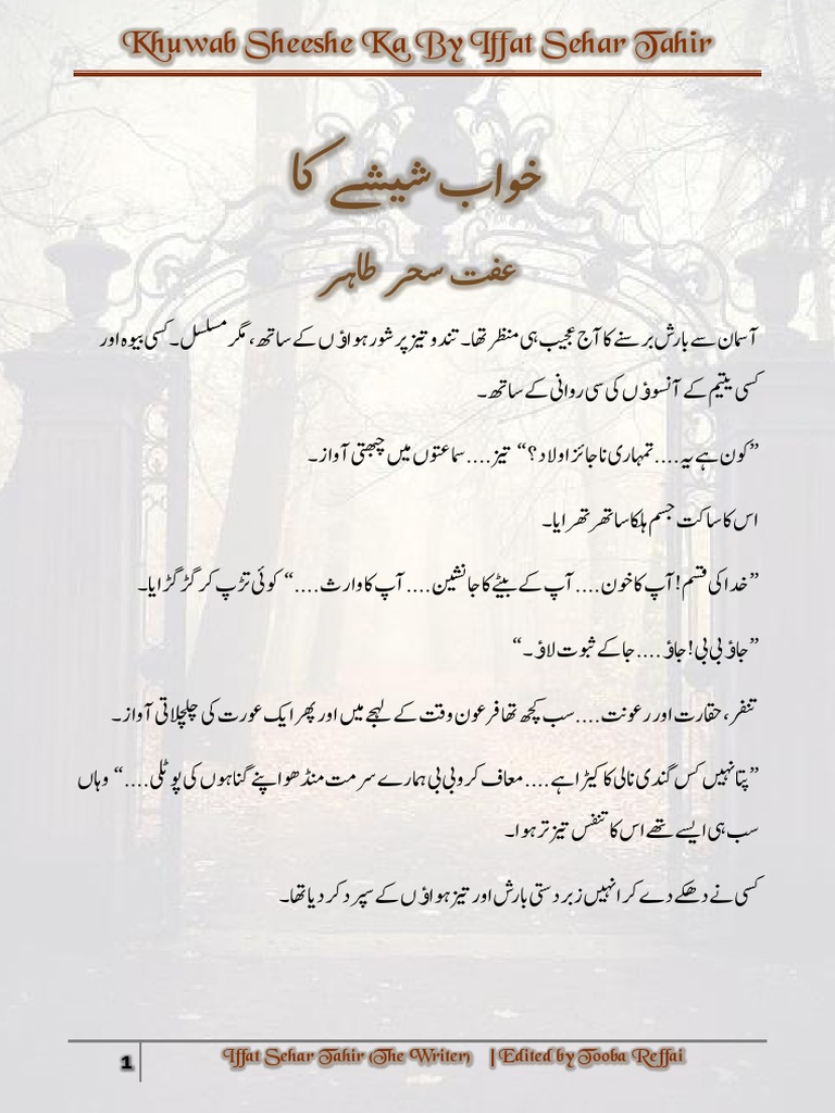 Khuwab Sheeshe Ka Complete Novel by Iffat Sehar Tahir | PDF
