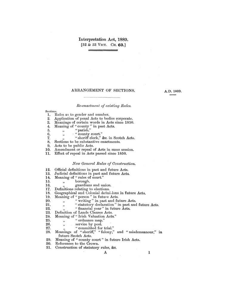 007 Interpretation Act 1889 | PDF