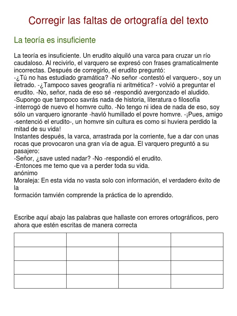 Corregir Las Faltas de Ortografía Del Texto | PDF