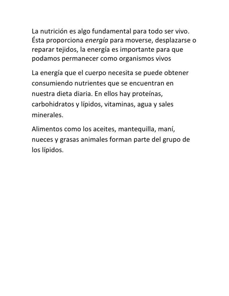 La Nutricin Es Algo Fundamental para Todo Ser Vivo | PDF | Estilo de vida