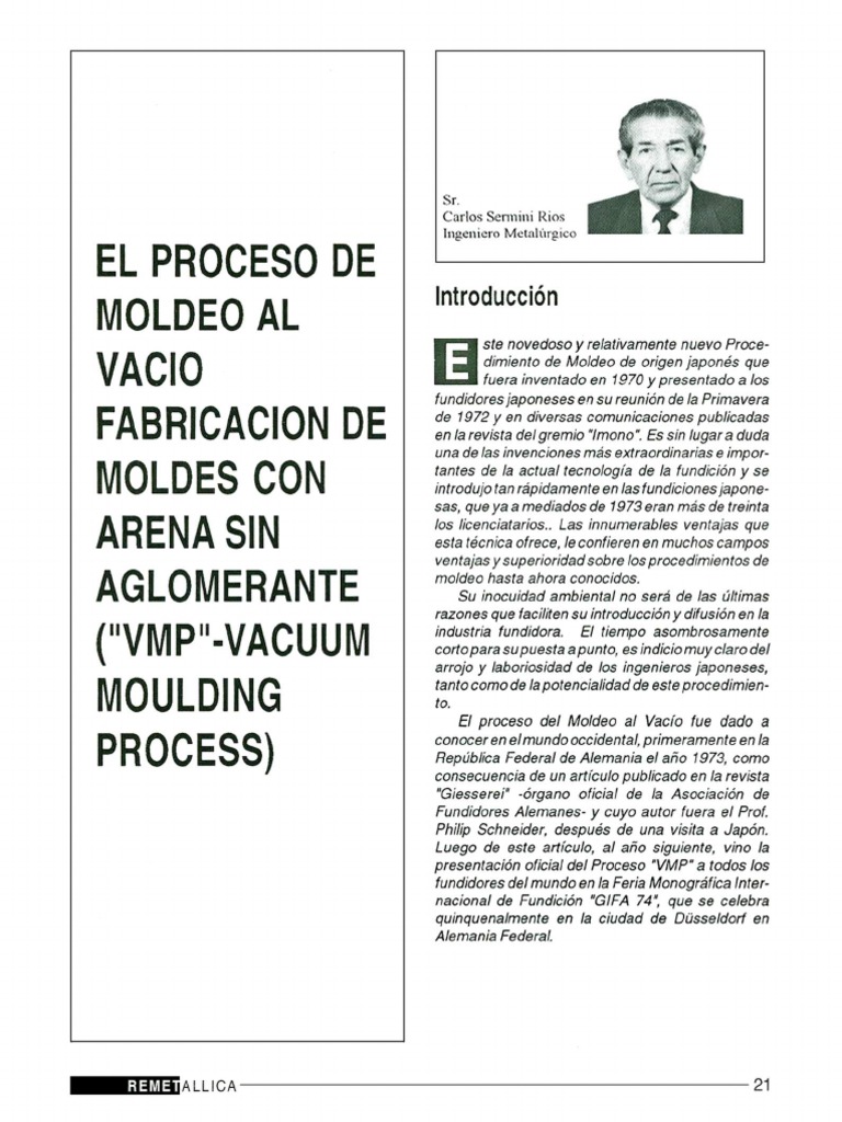 4 - El Proceso de Moldeo Al Vacio Fabricacion de Moldes Con Arena Sin Aglomerante Vmp-Vacum ...
