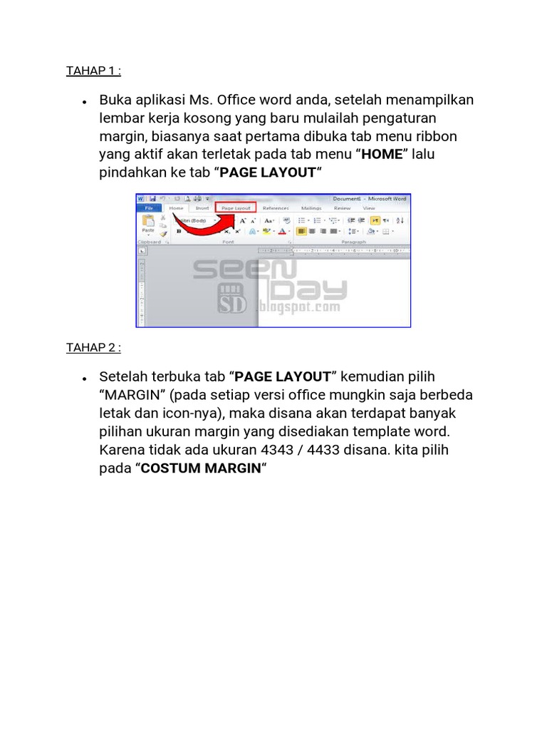 Cara Mengatur Margin 4433 di Word | PDF