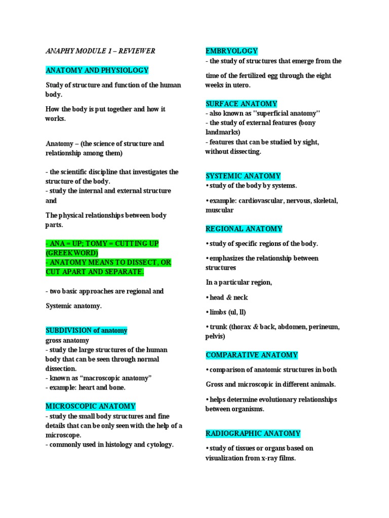 Anaphy Module 1 | PDF | Anatomy | Human Body