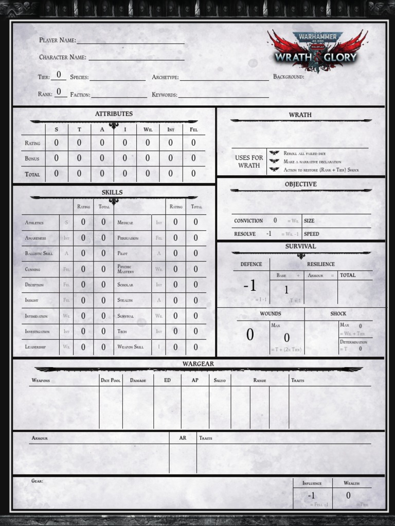 Character Sheet for RPG Attributes | PDF | Tabletop Games | Role ...