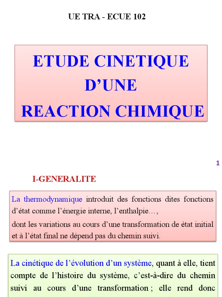 Cinétique | PDF | Cinétique chimique | Catalyse