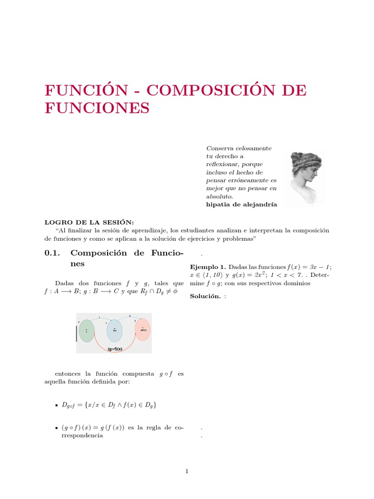 S02.s2 - COMPOSICIÓN DE FUNCIONES SEPARATA | PDF | Matemáticas | Análisis matemático