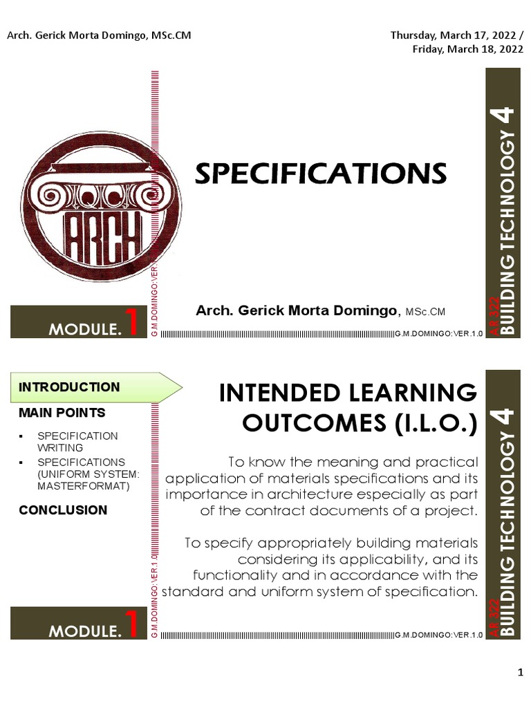 m1 PT - Specification Writing v1.0-1.Gmd | PDF | Specification ...