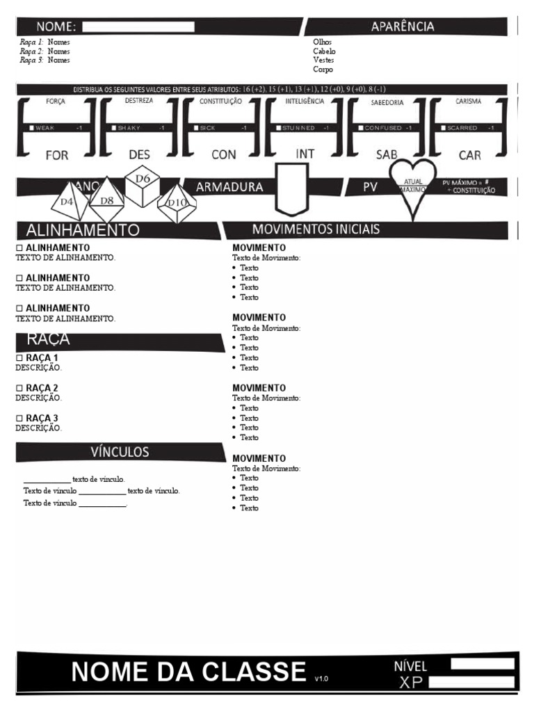 Modelo de Ficha (Dungeon World) | PDF