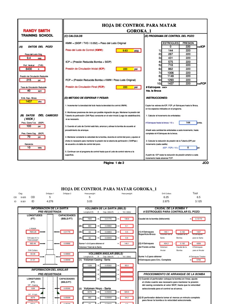 Control de Pozo: Hoja de Matar | PDF | Química | Presión