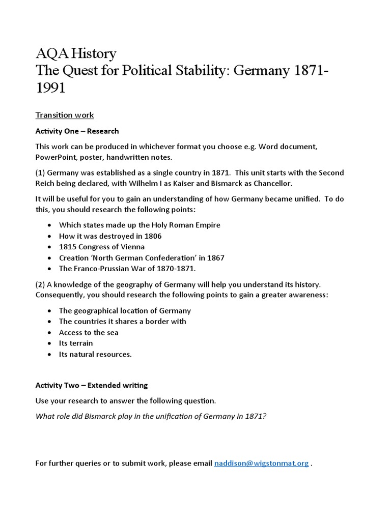 Germany's Political Stability 1871-1991 | PDF | Germany | World Politics