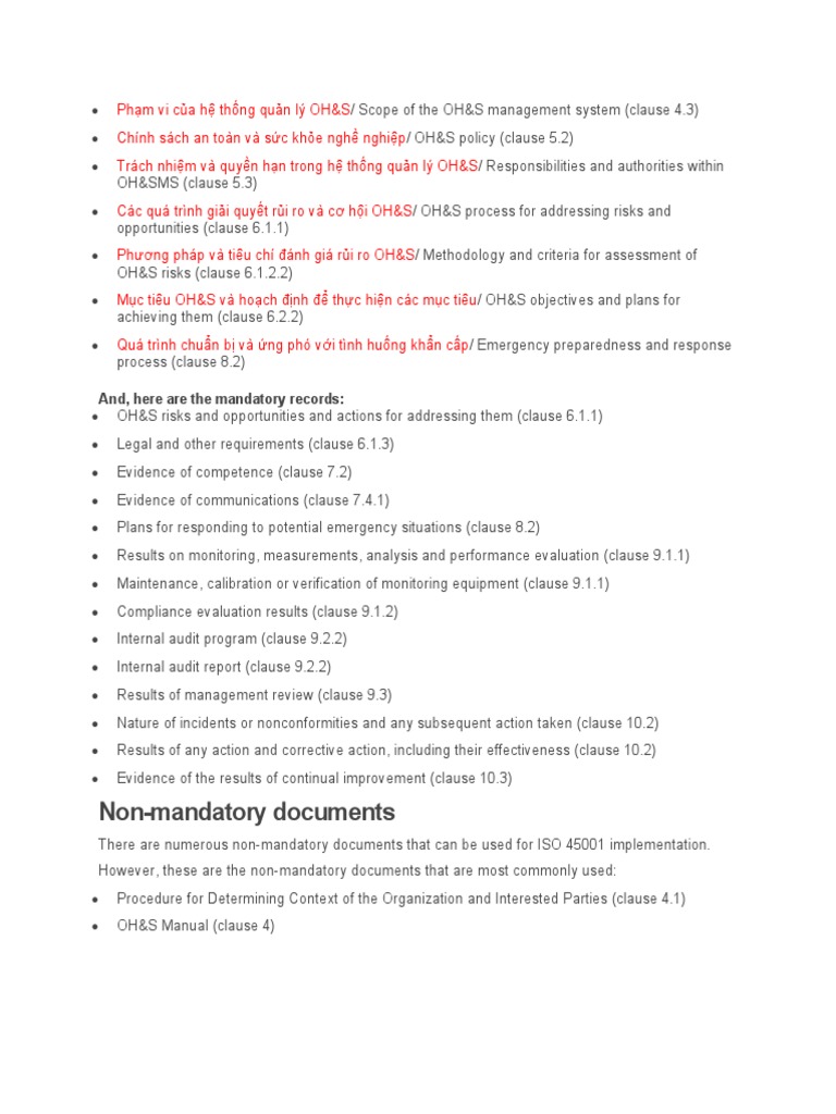 Iso 45001 Documented Information Pdf