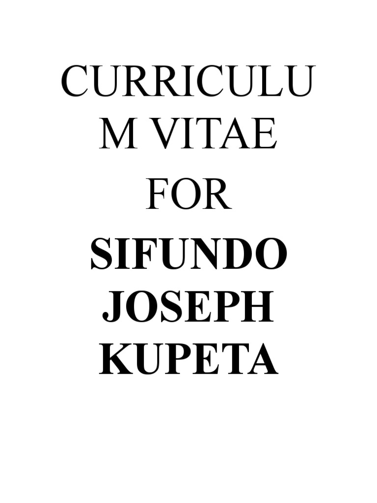 CV For Sifundo Kupeta | PDF