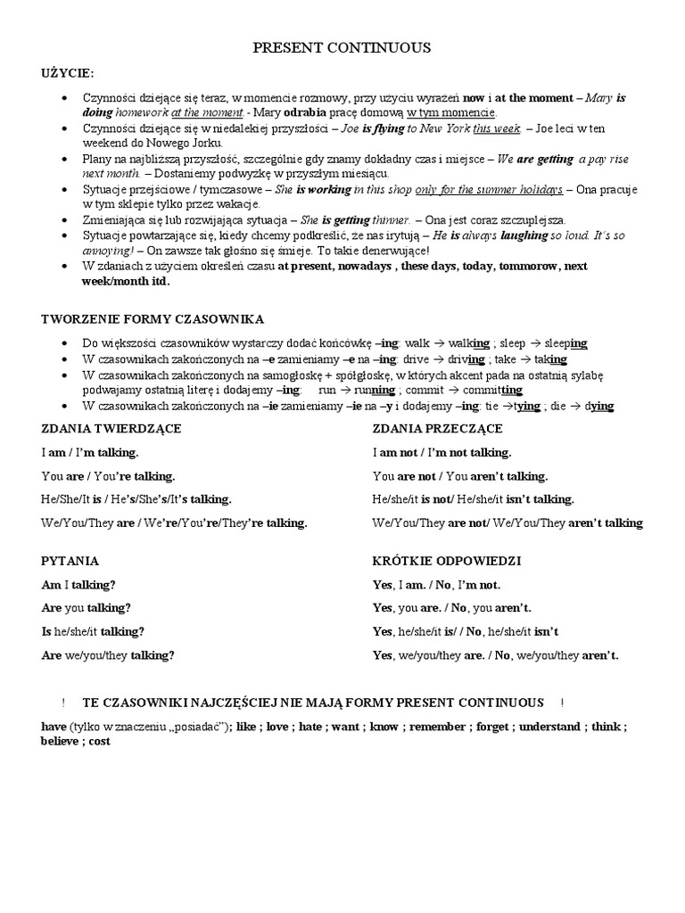 Present Continuous | PDF