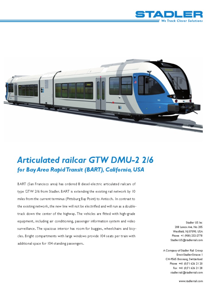 BART extends rail network with 8 Stadler DMU railcars | PDF | Bay Area ...