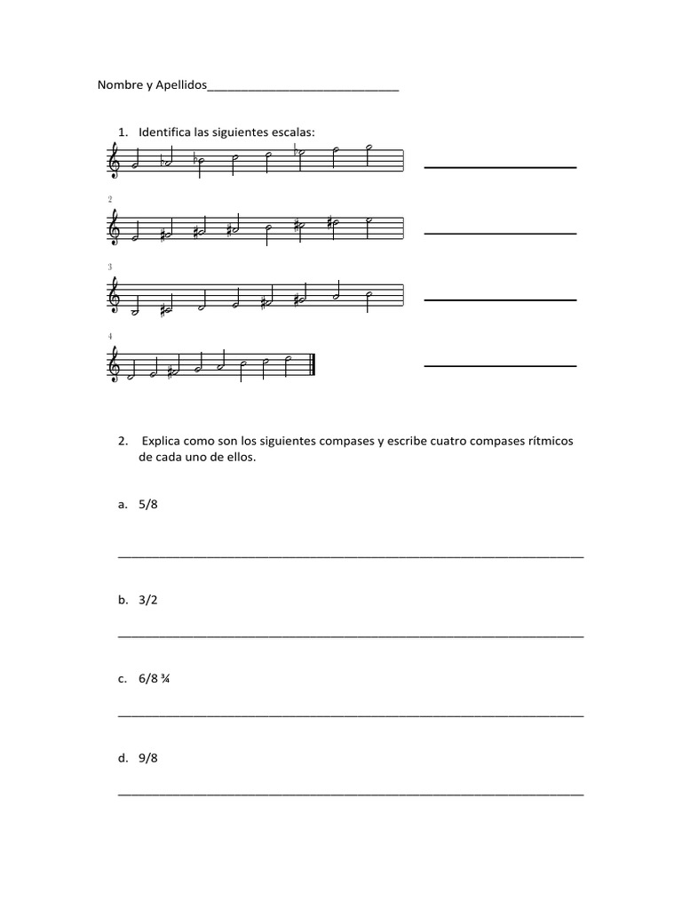 Examen Lenguaje Musical III | PDF | Escala (música) | Acorde (Música)