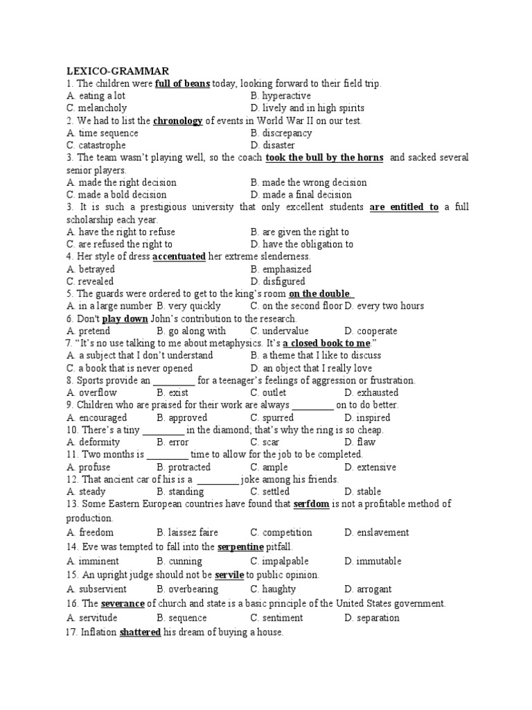 Lexico Grammar HSGQG | PDF