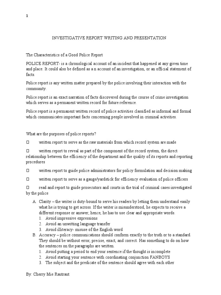 Investigative Report Writing and Presentation | PDF | Verb ...