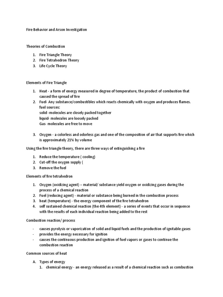 Fire Behavior and Arson Investigation | PDF | Combustion | Fires
