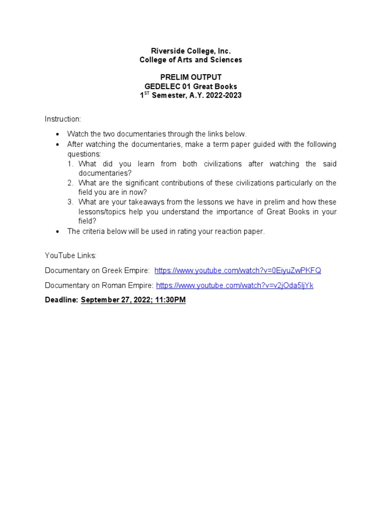 GEDELEC 01 Prelim Output Plan | PDF | Argument | Essays