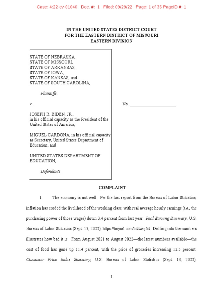 Neb. v. Biden | PDF | Loans | Student Loan