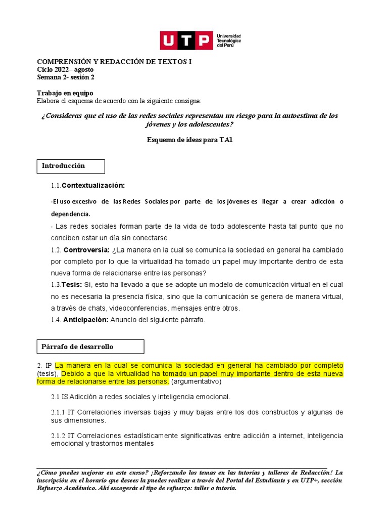 S02.s2-Esquema para TA1 (Material) 2022, Grupo 7 Agosto | PDF S02.s2-Esquema para TA1 (Material) 2022, Grupo 7 Agosto | PDF