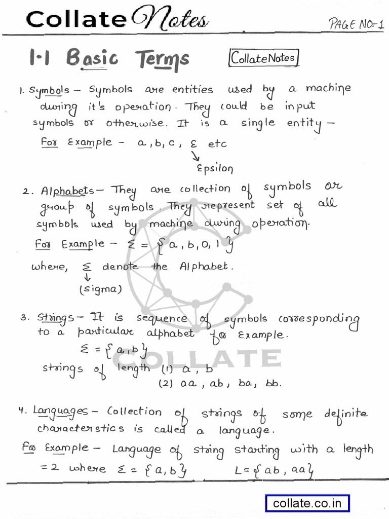 Toc Unit 1 Collate Notes Ggsipu Pdf