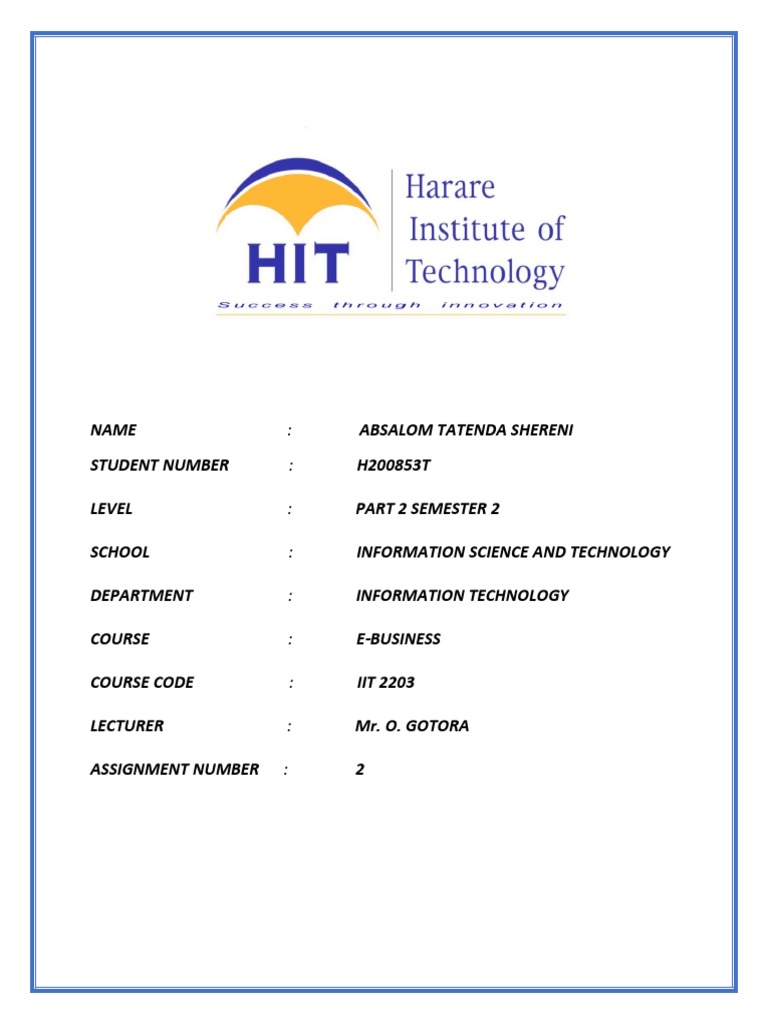 Absalom T. Shereni H200853T E-Business Assigment 2 | PDF