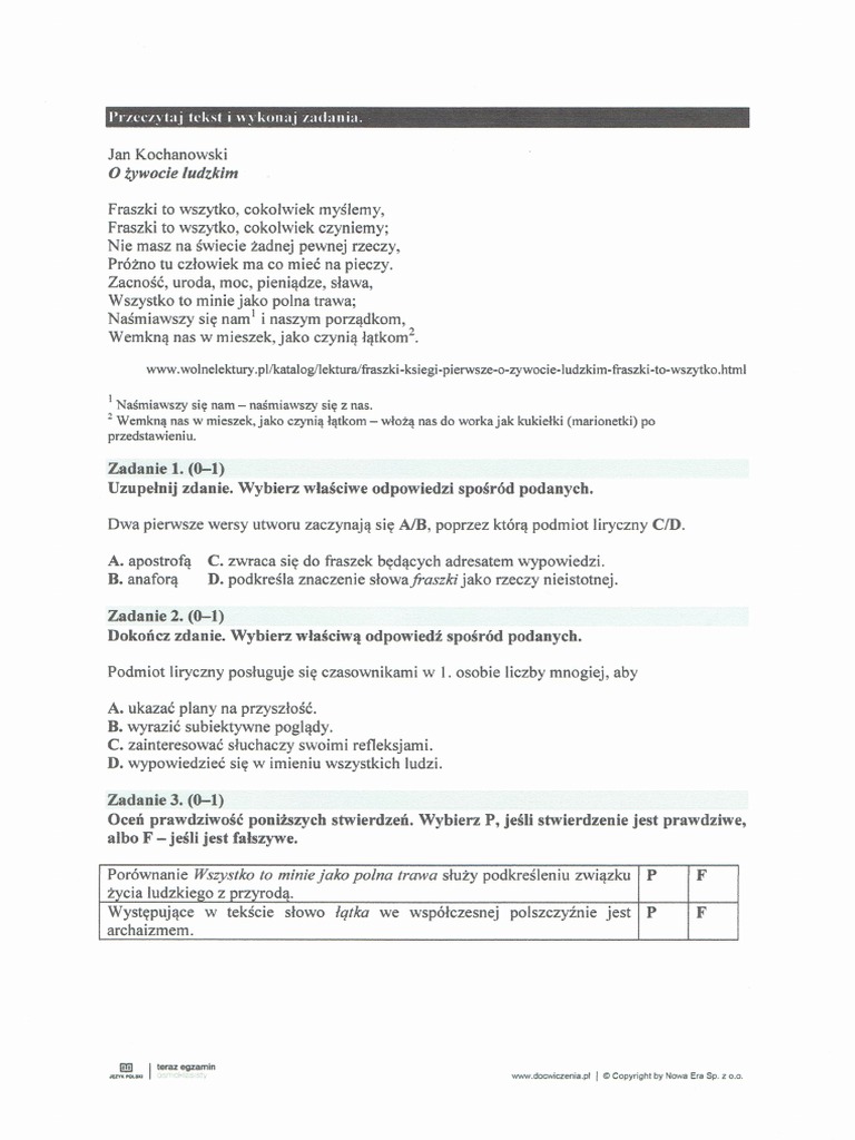 Środki Stylistyczne - Test 2 | PDF