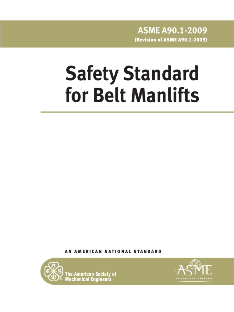 Asme A90.1-2009 | PDF | Belt (Mechanical) | Elevator