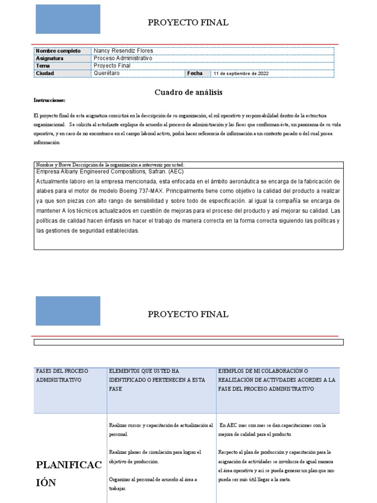 Proyecto Final Proceso Administrativo-2 | PDF | Business | Economias