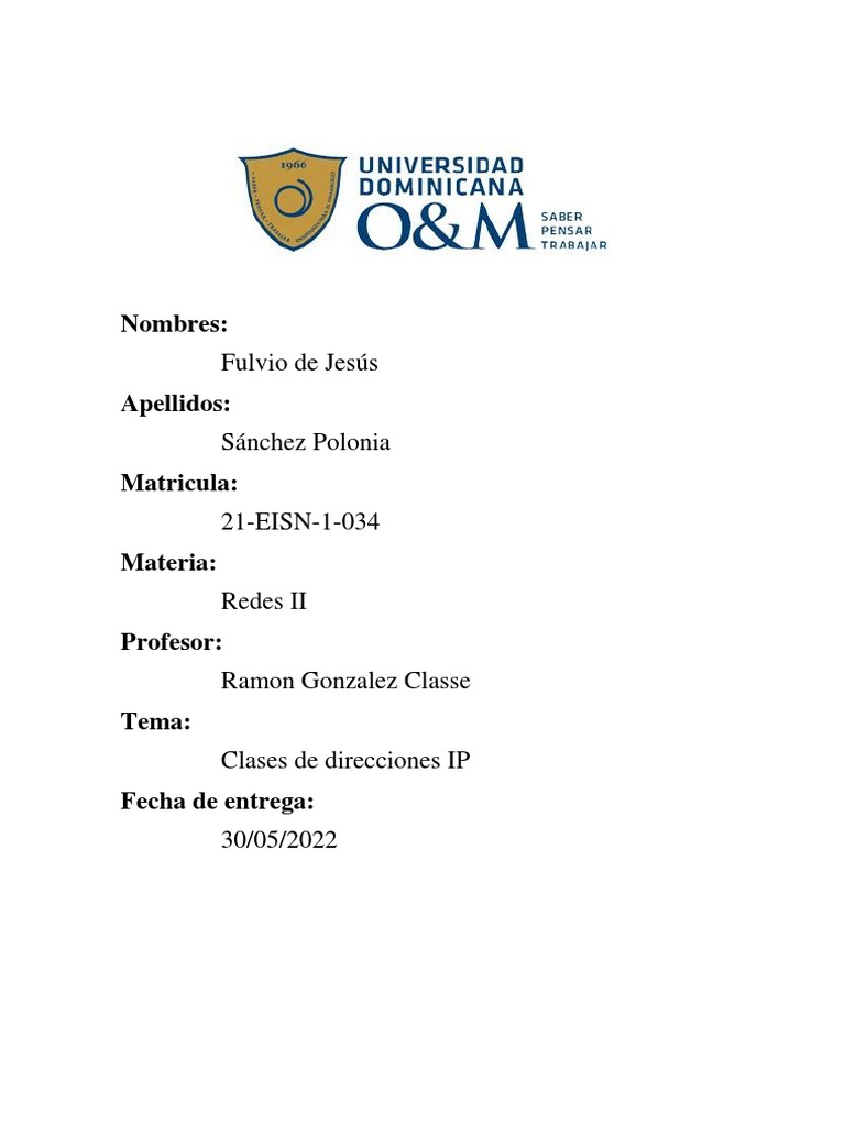 Tarea #4 - Clases de IP | PDF