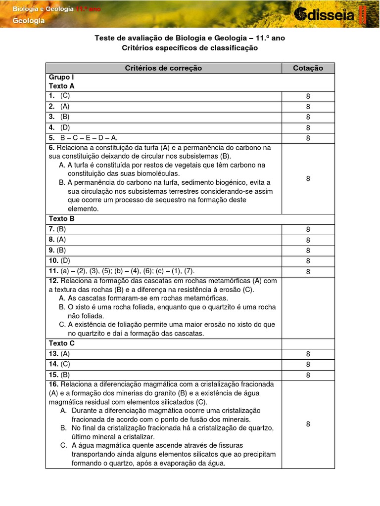 Odis11 21 22 Teste Correcao | PDF | Rochas (Geologia) | Magma