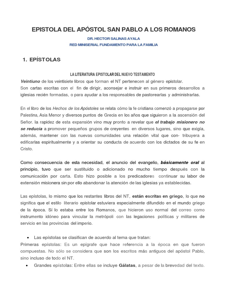 Epistola Del Apóstol San Pablo A Los Romanos Pdf Pablo El Apóstol