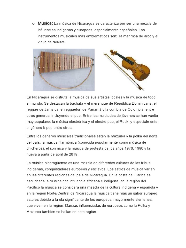 Música e Himno Nicaragua | PDF | Las artes escénicas | Musica Popular