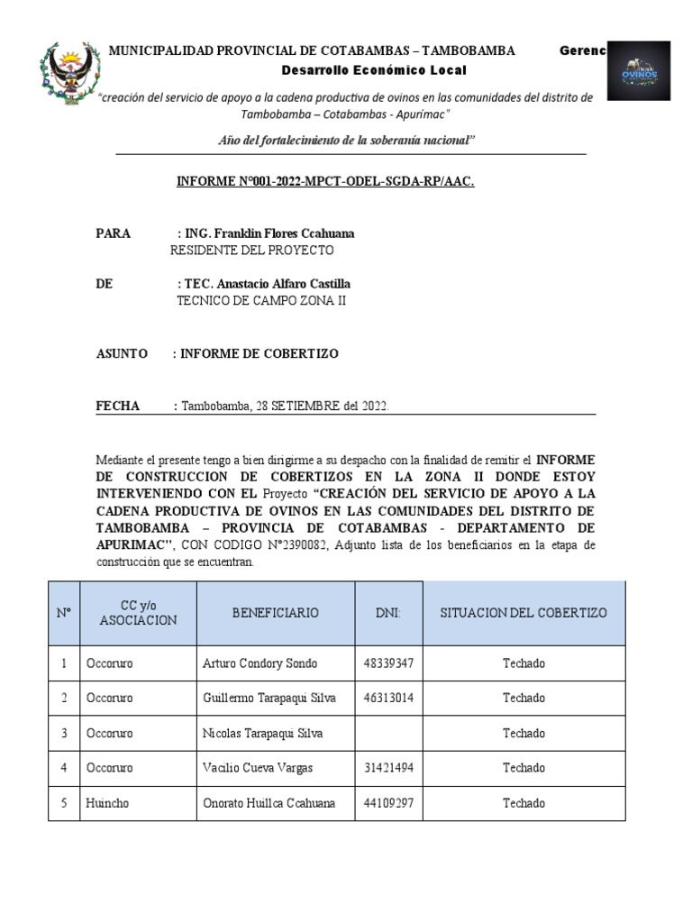Informe de Cobertizos 2022 | PDF